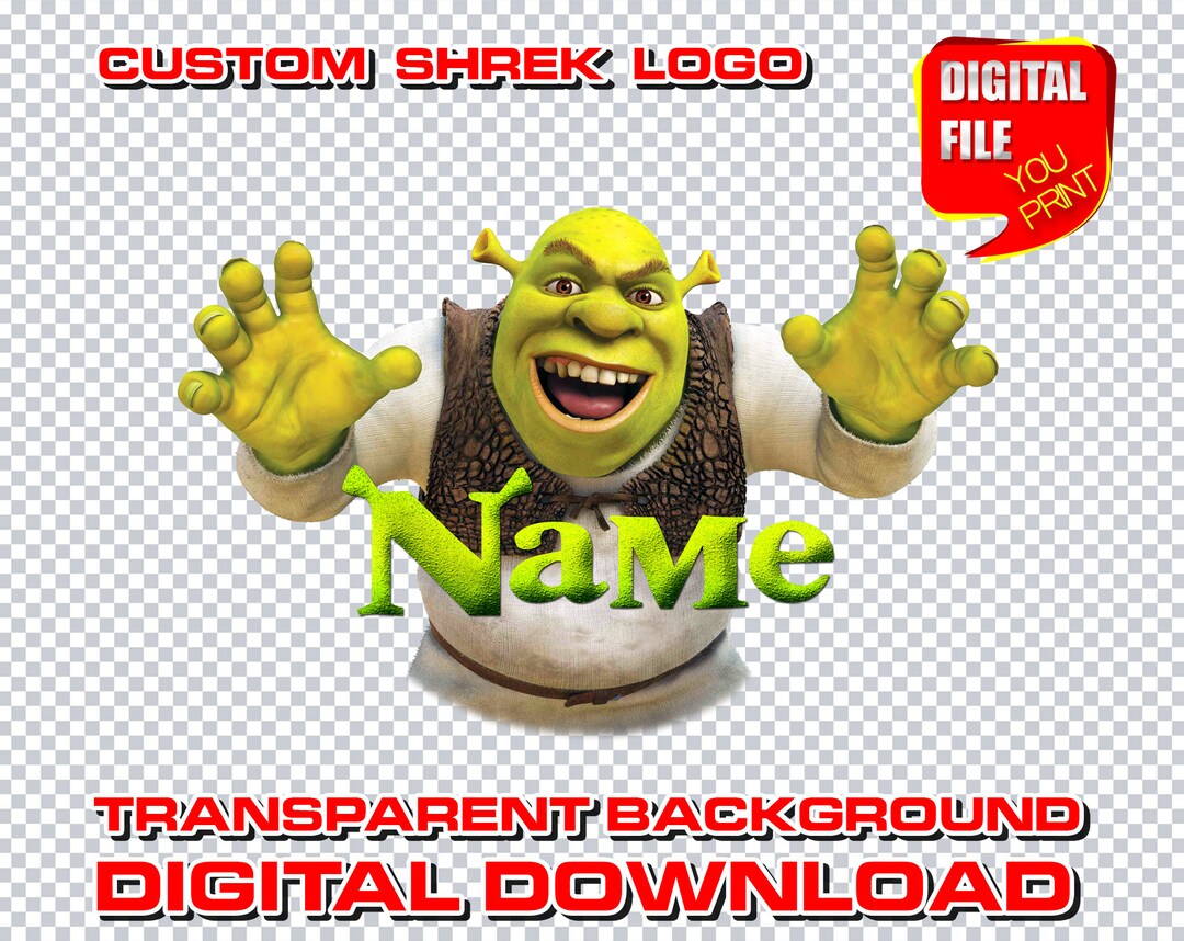 Logotipo de shrek con nombre, logotipo digital personalizado de la ...