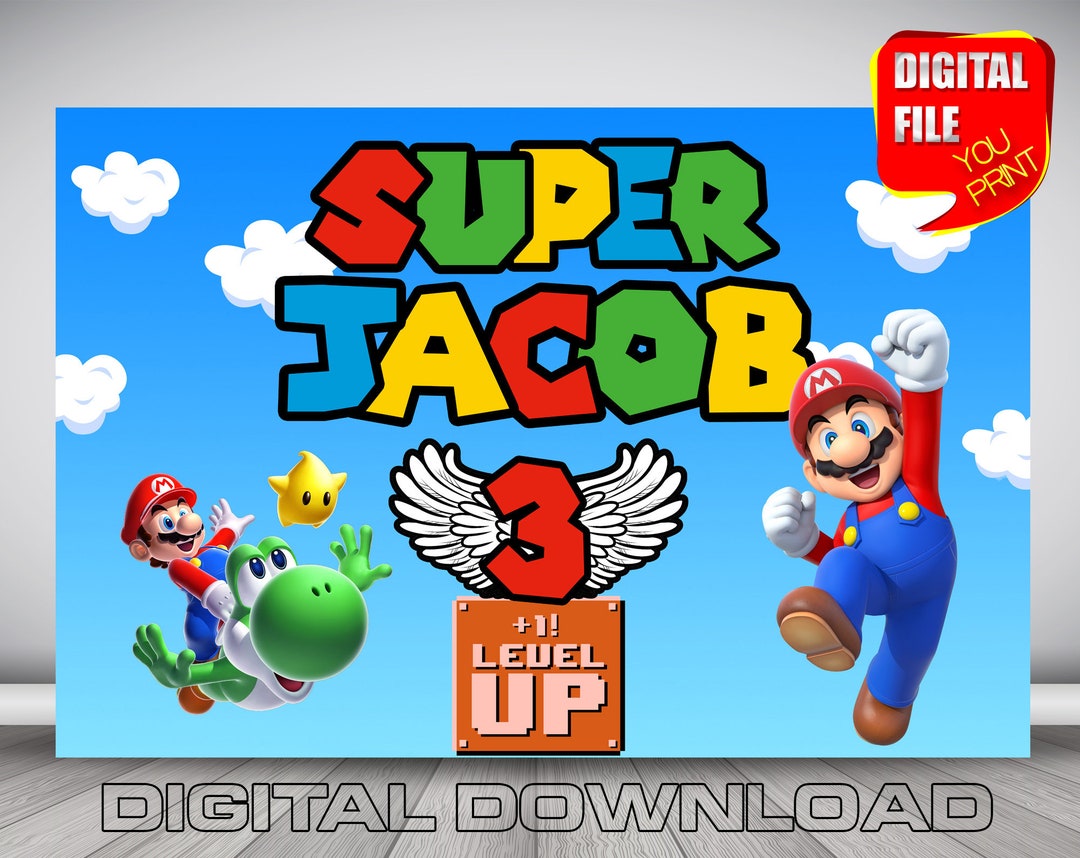 Super Mario Backdrop Banner, Mario Birthday Party Banner, Mario Party ...