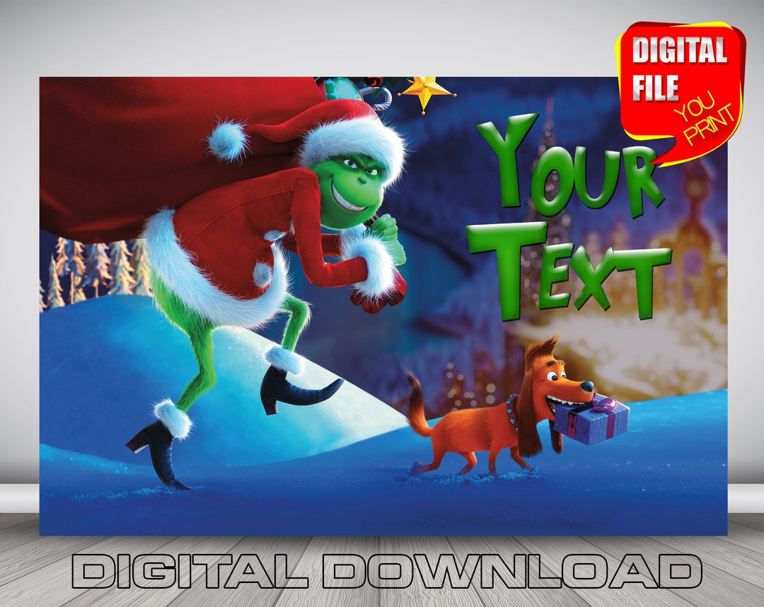 Grinch Backdrop Banner, Digital Grinch Birthday Party Backdrop Banner ...