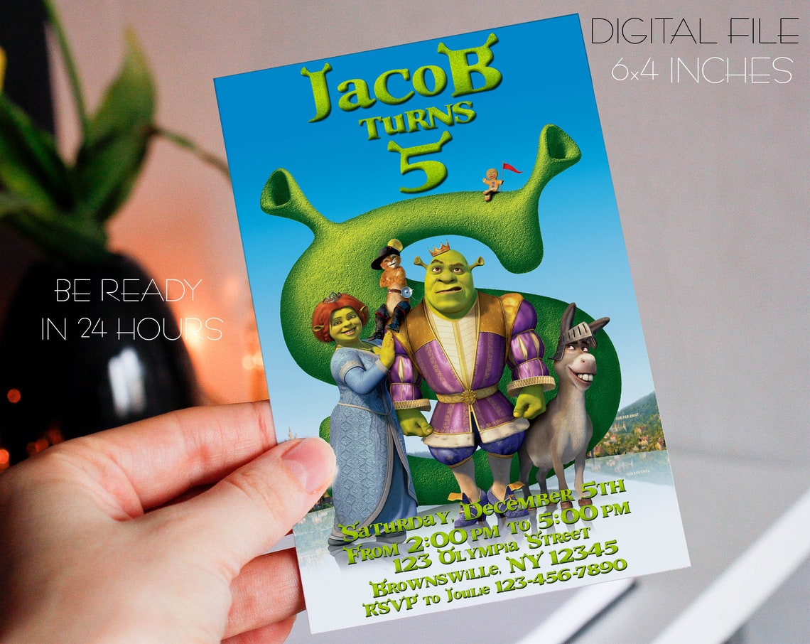 Shrek Invitation Digital Shrek Birthday Invitation Disney - Etsy