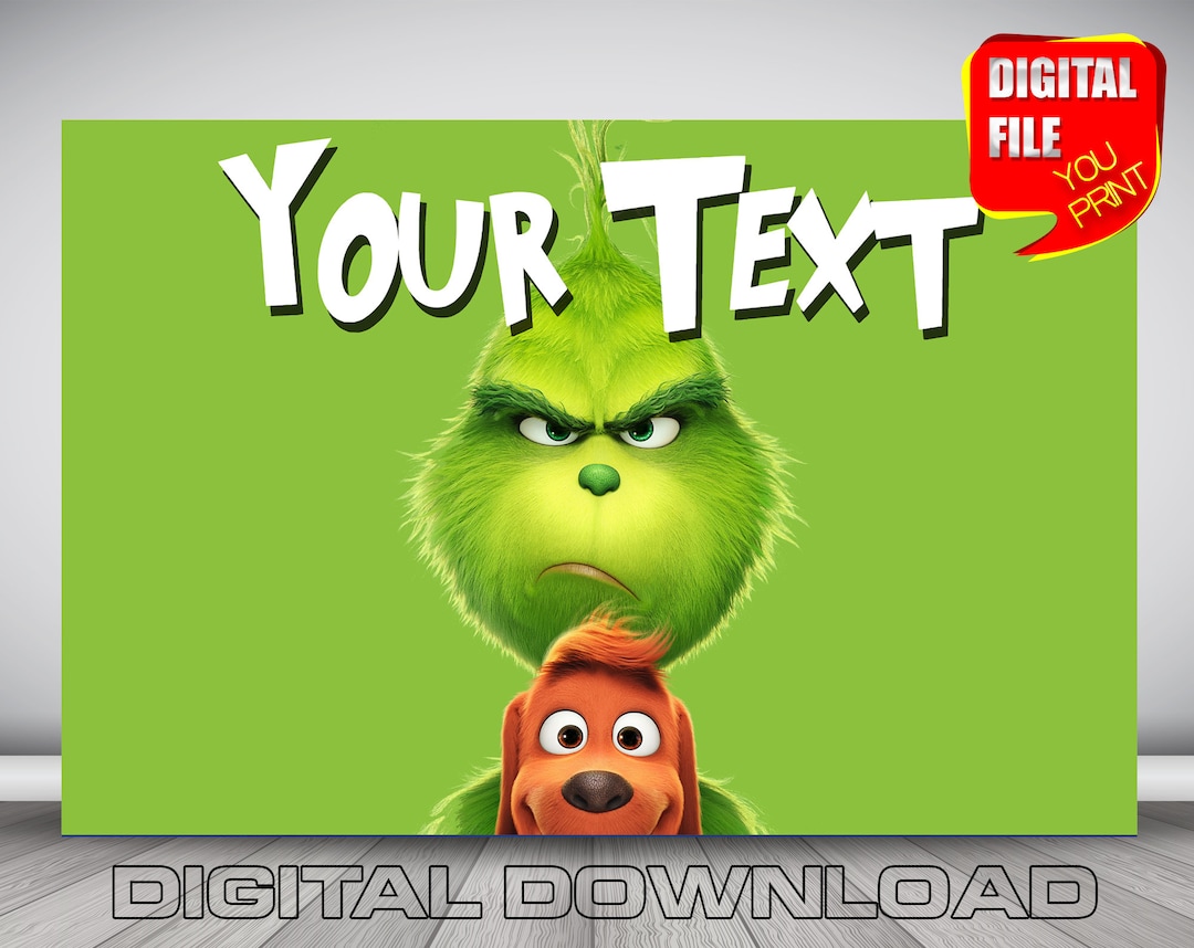 Grinch Backdrop Banner, Digital Grinch Birthday Party Backdrop Banner ...