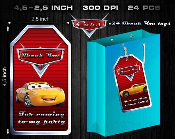 Cars Favor Tags Labels Digital Cars Birthday Thank You Tags | Etsy