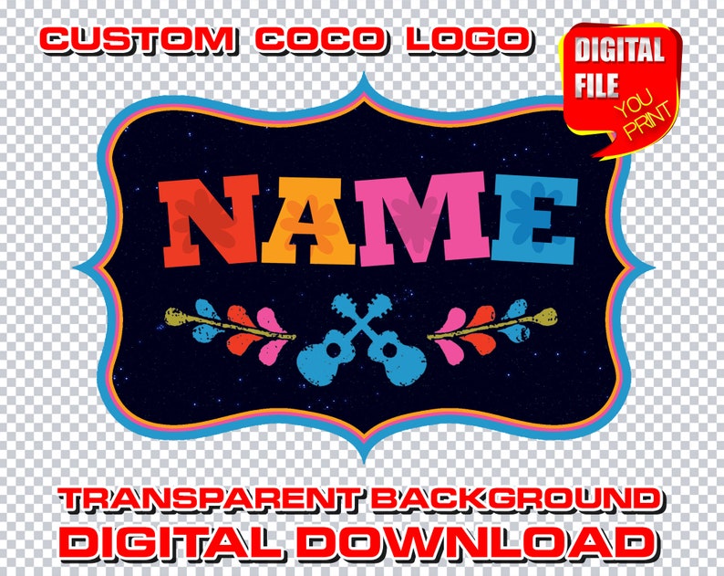 Custom Coco Logo With Name Personalized Digital Coco Birthday - Etsy