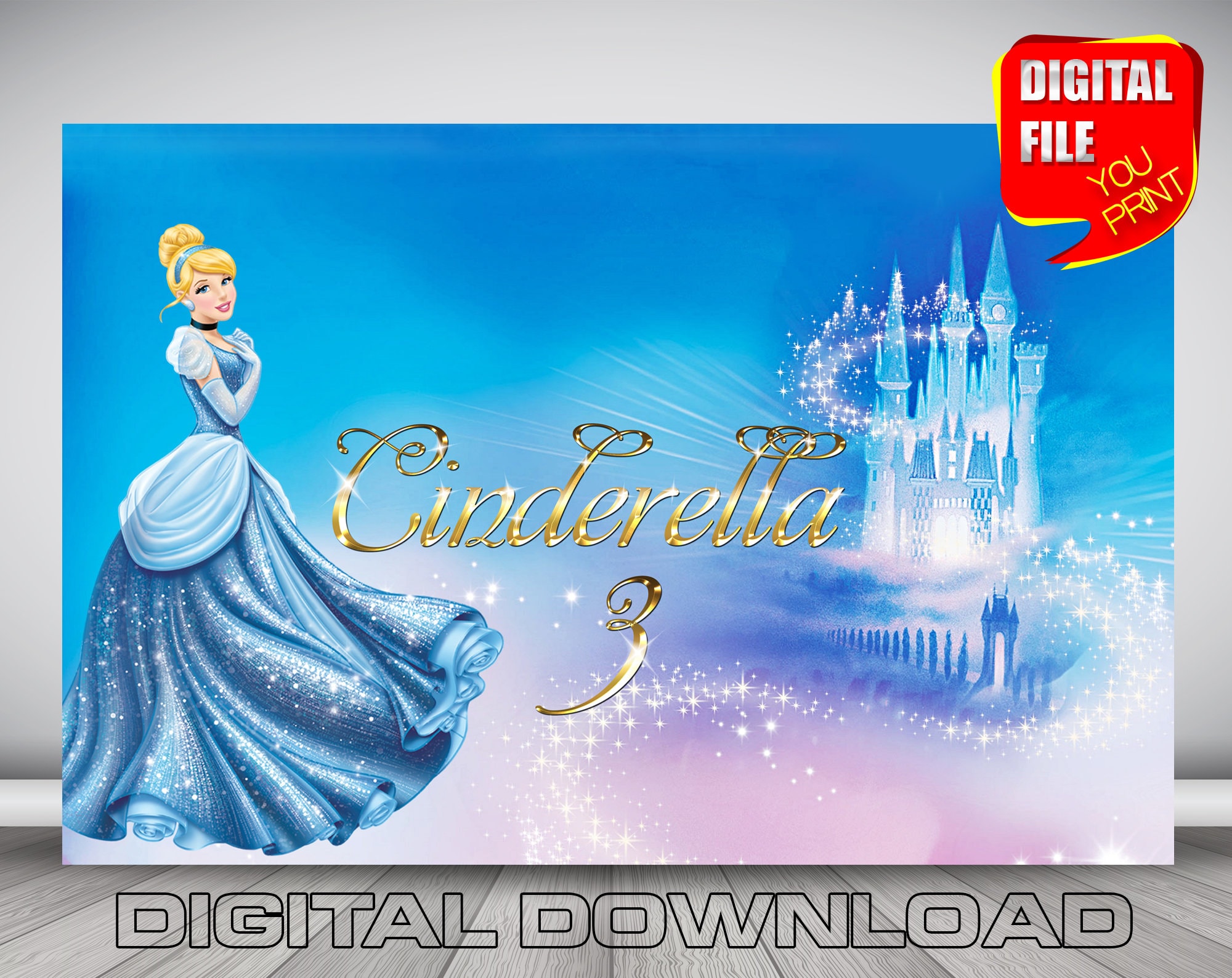 Digital Cinderella Backdrop Banner Cinderella Birthday - Etsy UK