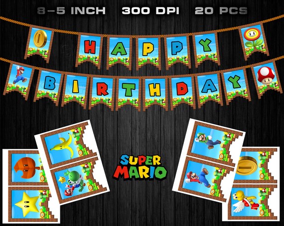 Mario Banner Mario Party Supplies Birthday Party Printable | Etsy