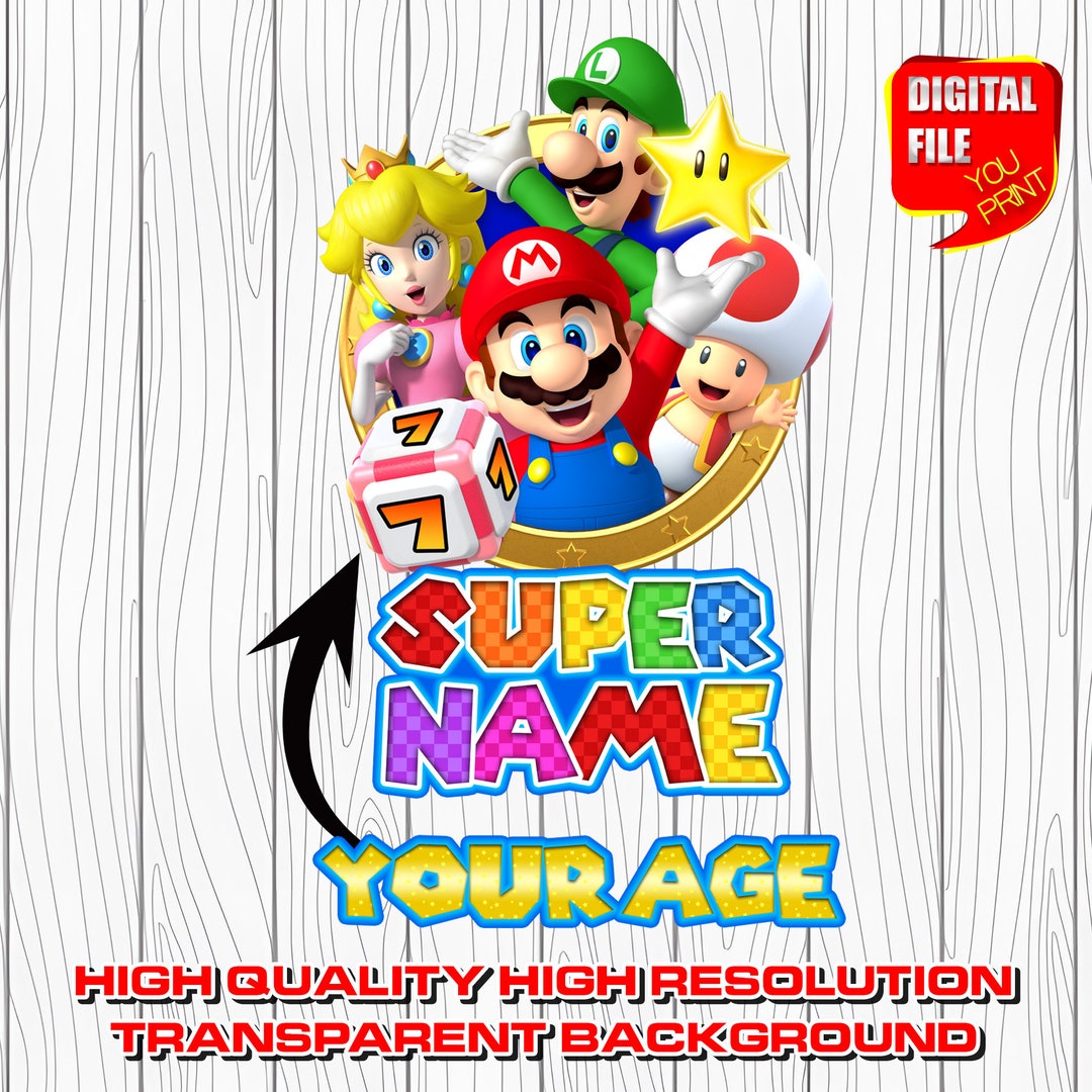 Custom Mario Logo With Name, Digital Mario Birthday Party Logo ...