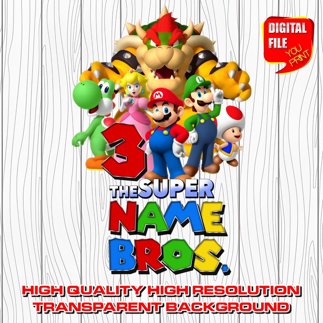 Custom Mario Logo With Name, Digital Mario Birthday Party Logo ...