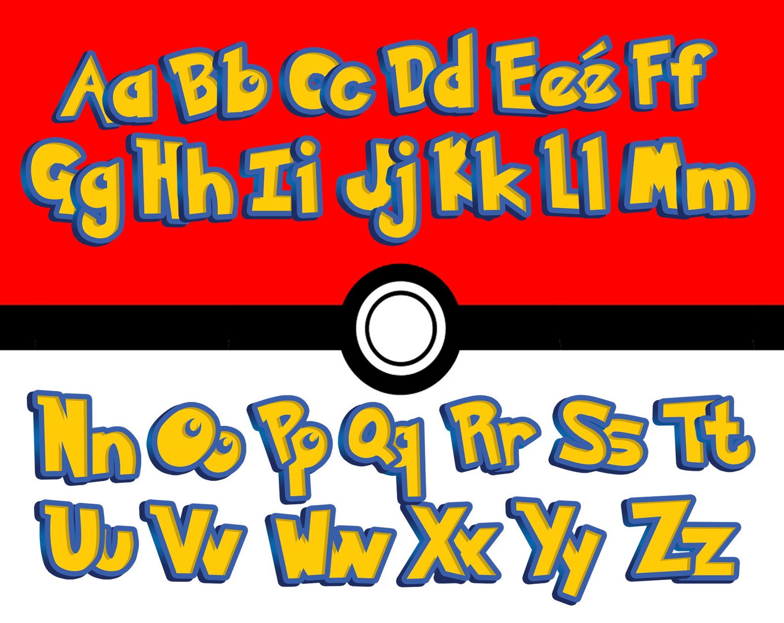 Pokemon alfabeto fuente clipart letras suministros de fiesta | Etsy