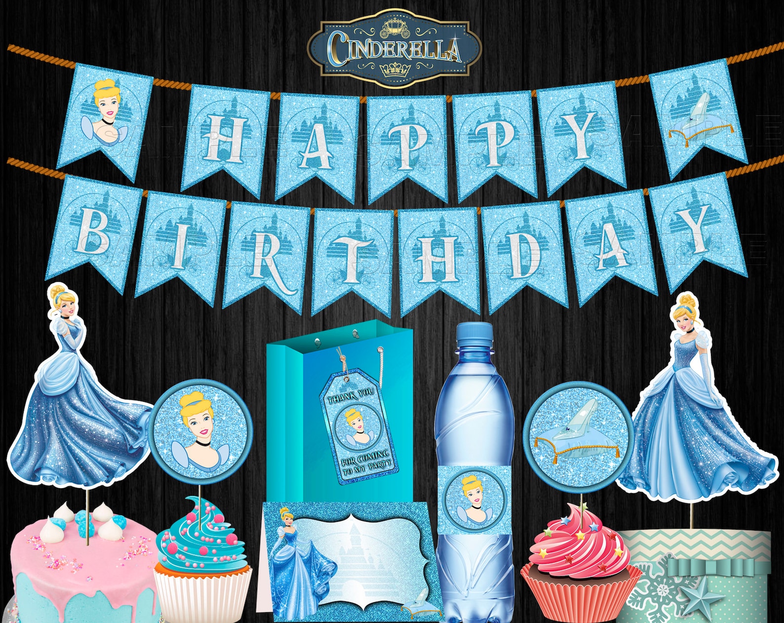 Cinderella Party Supplies BUNDLE Centerpieces Birthday - Etsy