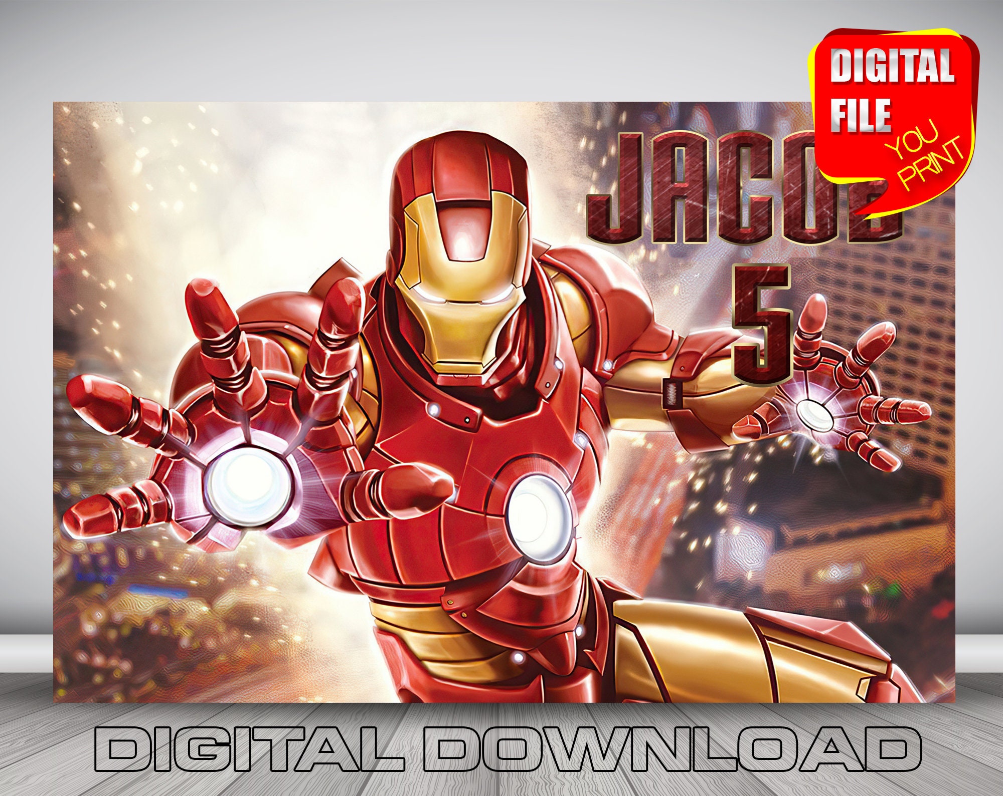 Digital Ironman Backdrop Banner Ironman Birthday Party - Etsy