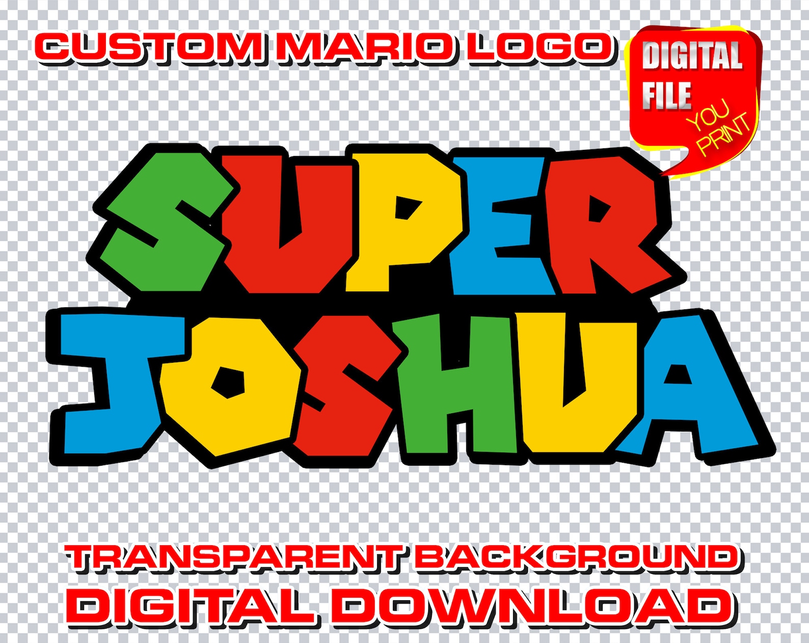 Custom Mario Birthday Logo: Personalized Party Decor (digital Download ...