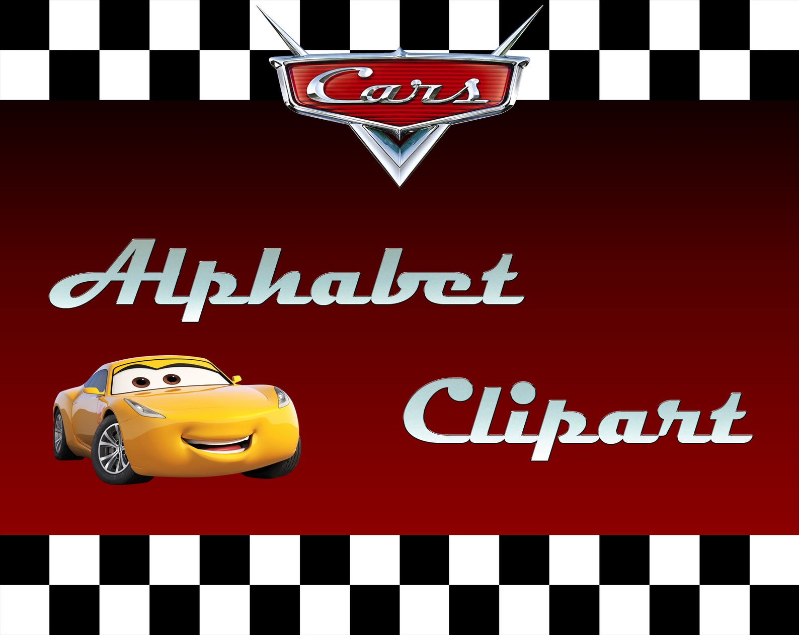 Cars alphabet font clipart letters birthday party supplies | Etsy