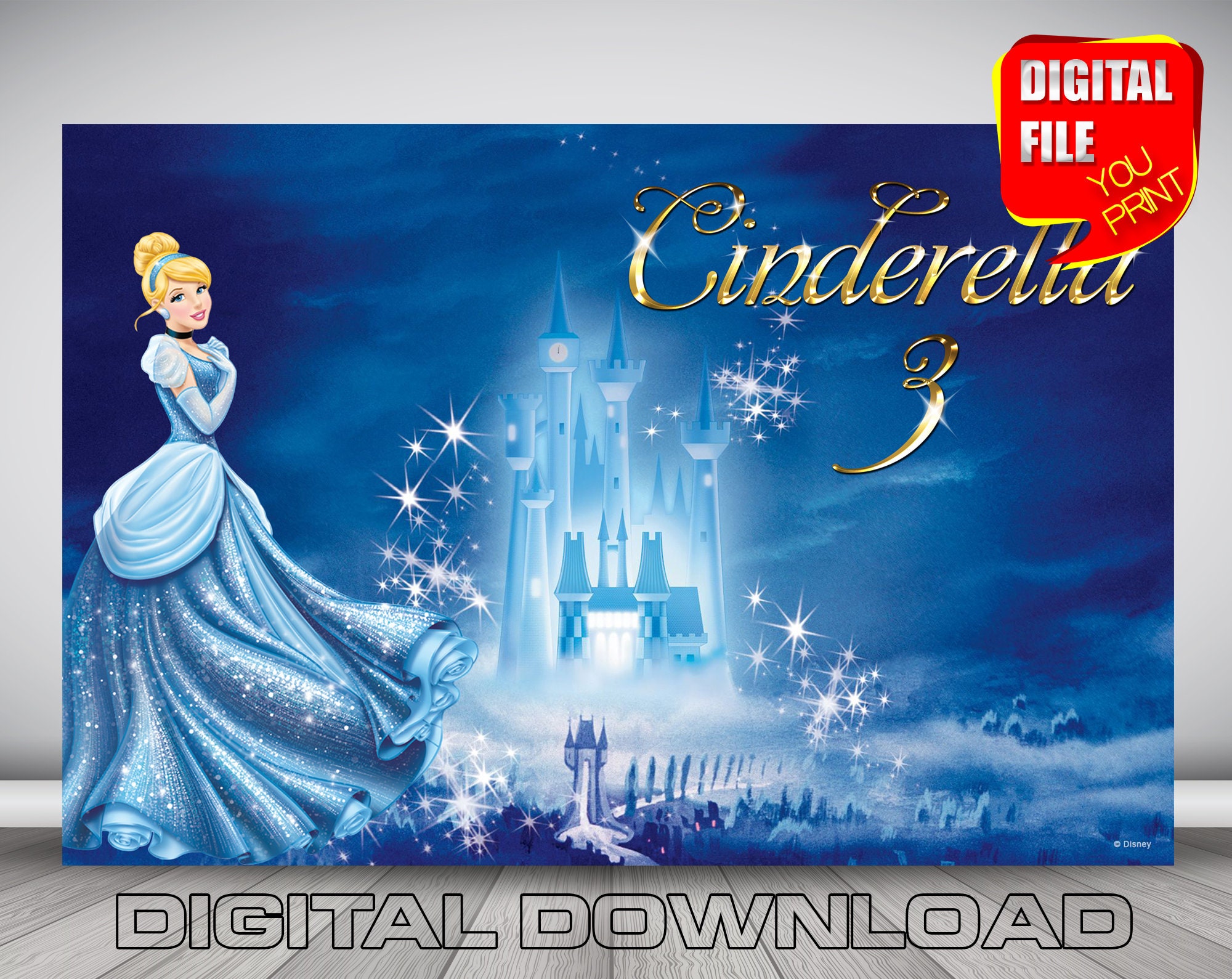 Cinderella Backdrop Banner Digital Cinderella Birthday - Etsy