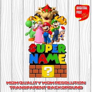 Custom Mario Logo With Name, Digital Mario Birthday Party Logo ...