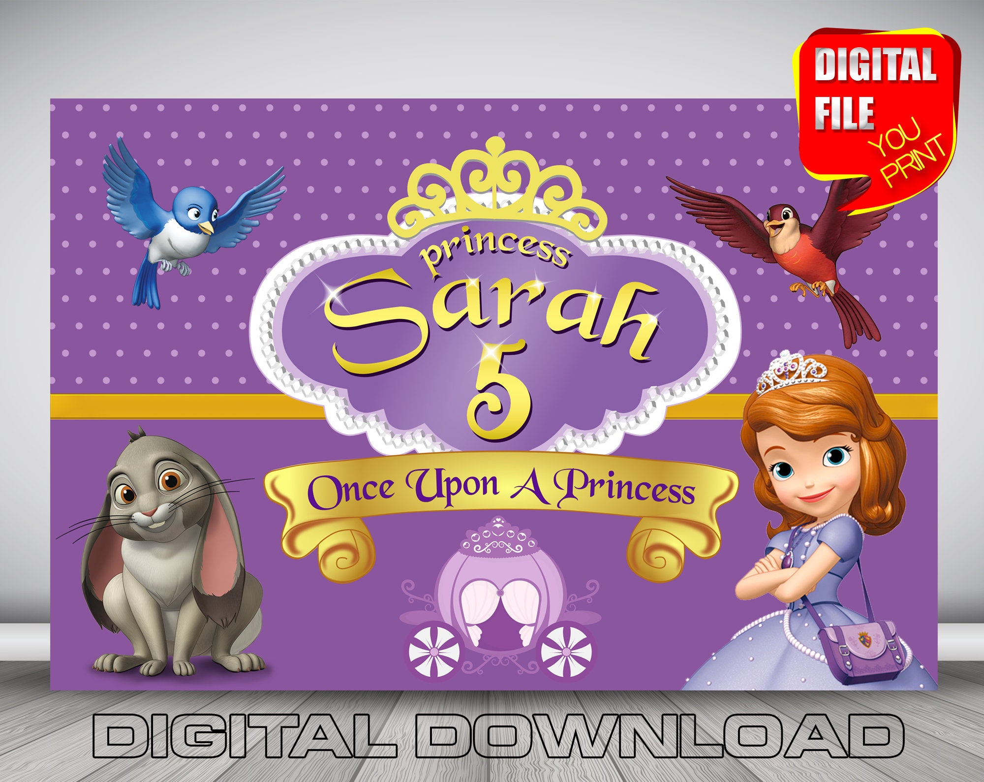 Sofia the First Backdrop Banner Sofia Birthday Party Backdrop | Etsy