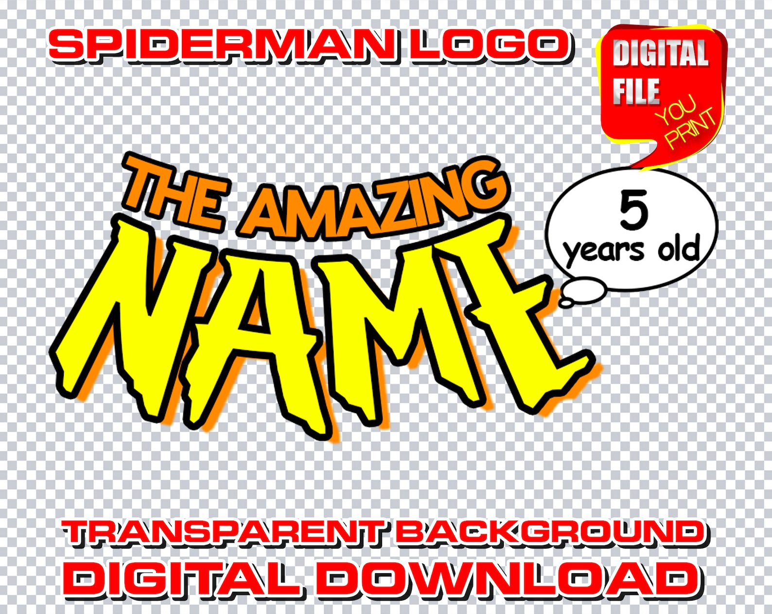 Custom spiderman logo with name personalized custom spiderman | Etsy