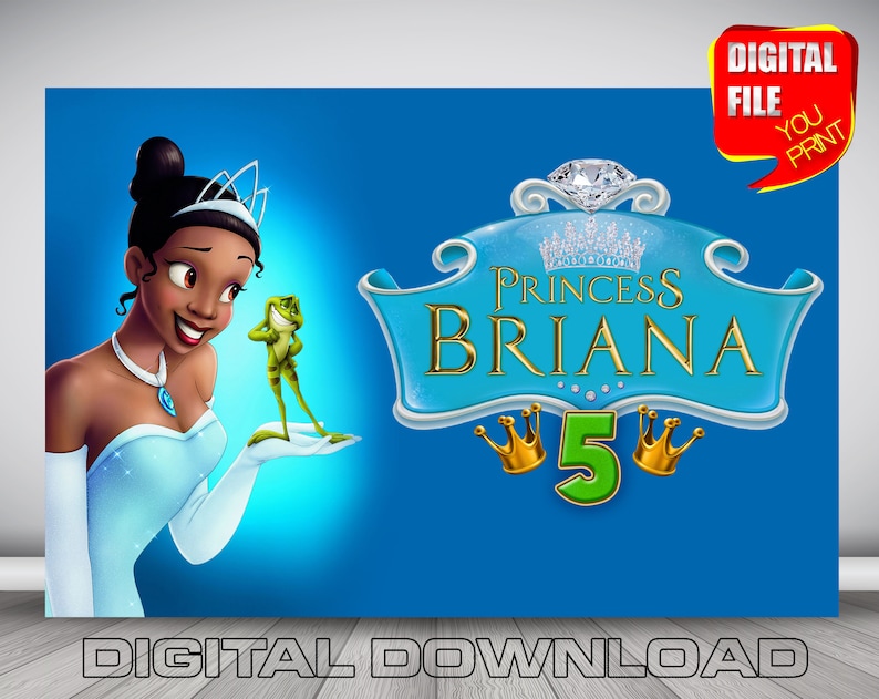 Princess Tiana Birthday Backdrop Banner, Party Decoration (digital ...