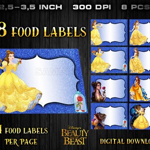 Beauty and the Beast Food Labels, Party Supplies, Birthday Party ...