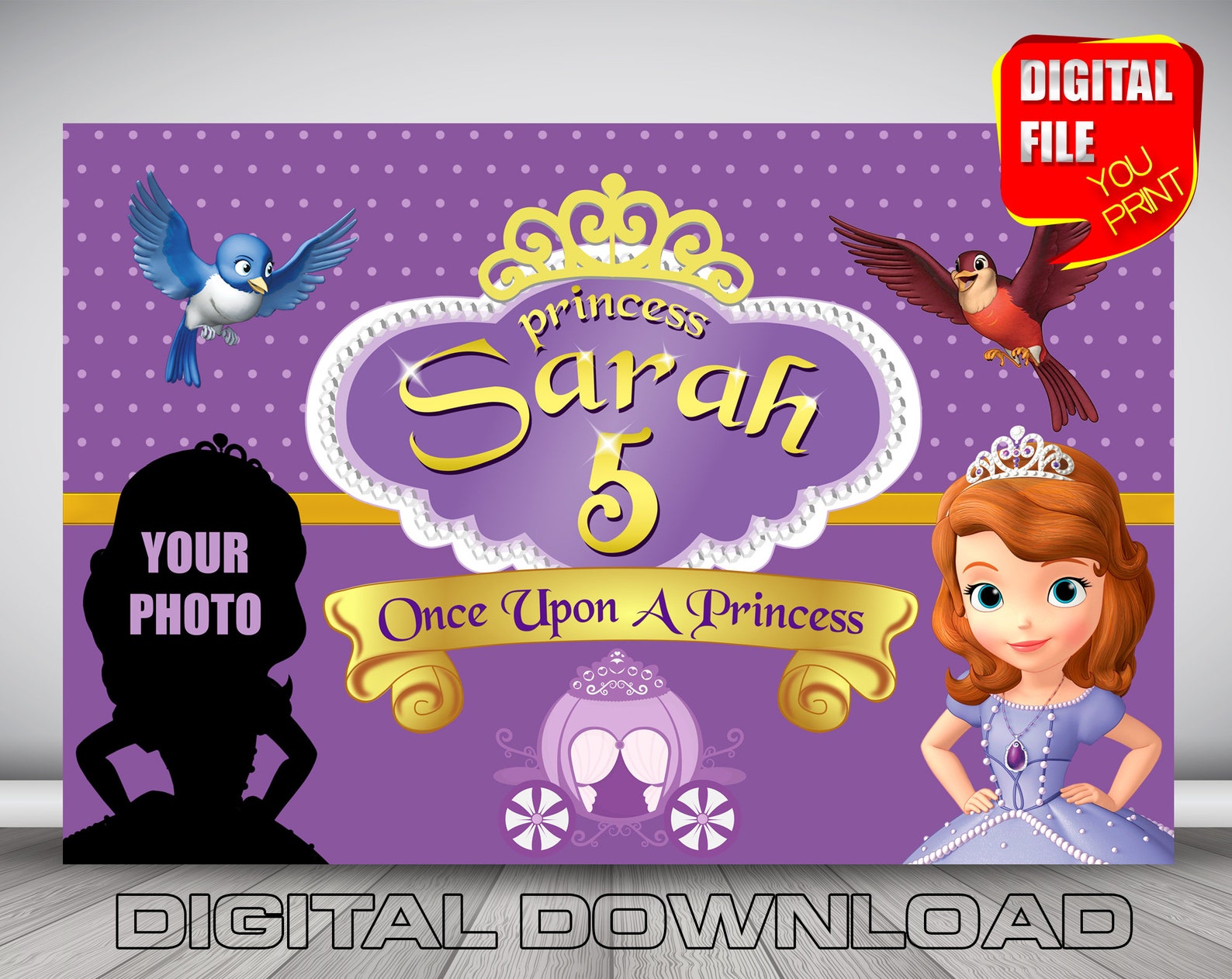 Sofia the First Backdrop Banner Sofia Birthday Party Backdrop | Etsy