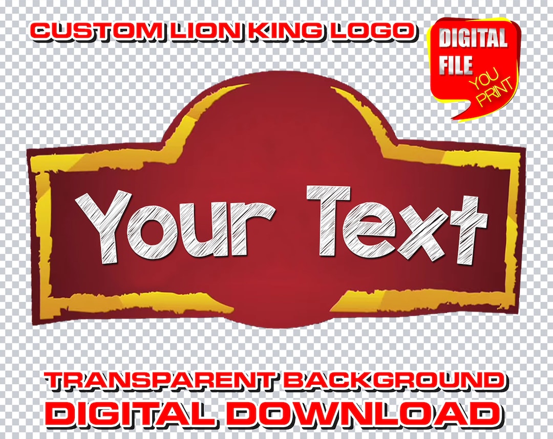 Custom Lion King Logo With Name, Personalized Digital Lion King ...