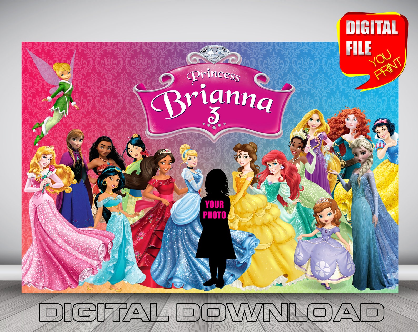 Disney Princess Backdrop Banner Princess Birthday Party - Etsy