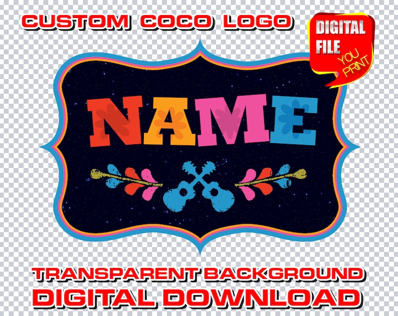 Custom Coco Logo With Name Personalized Digital Coco Birthday - Etsy