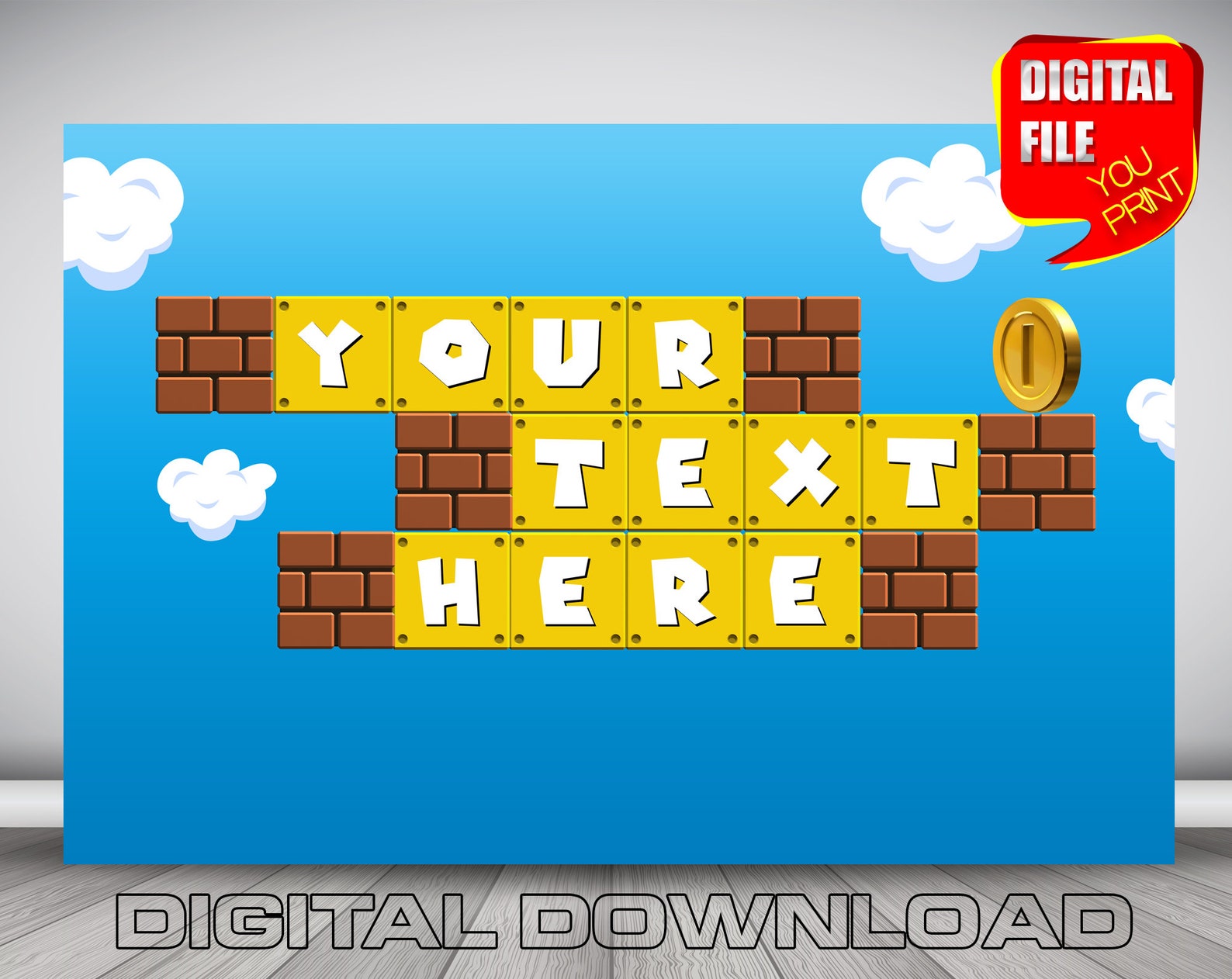 Super Mario Backdrop Banner Mario Birthday Party Banner | Etsy