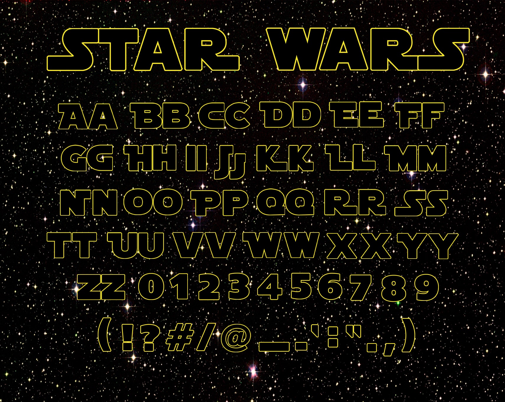 Star wars alphabet font clipart jedi letters birthday party | Etsy