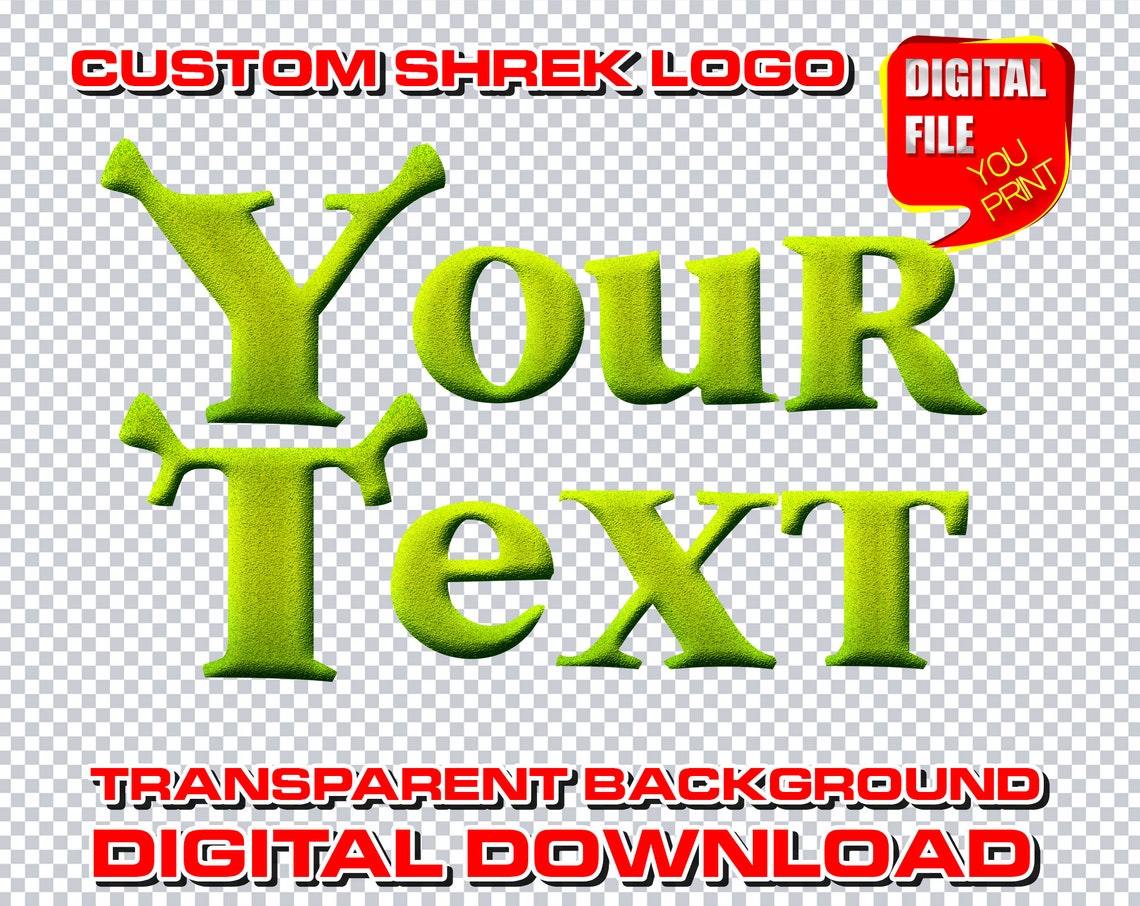 Custom Shrek Logo With Name Personalized Digital Shrek - Etsy