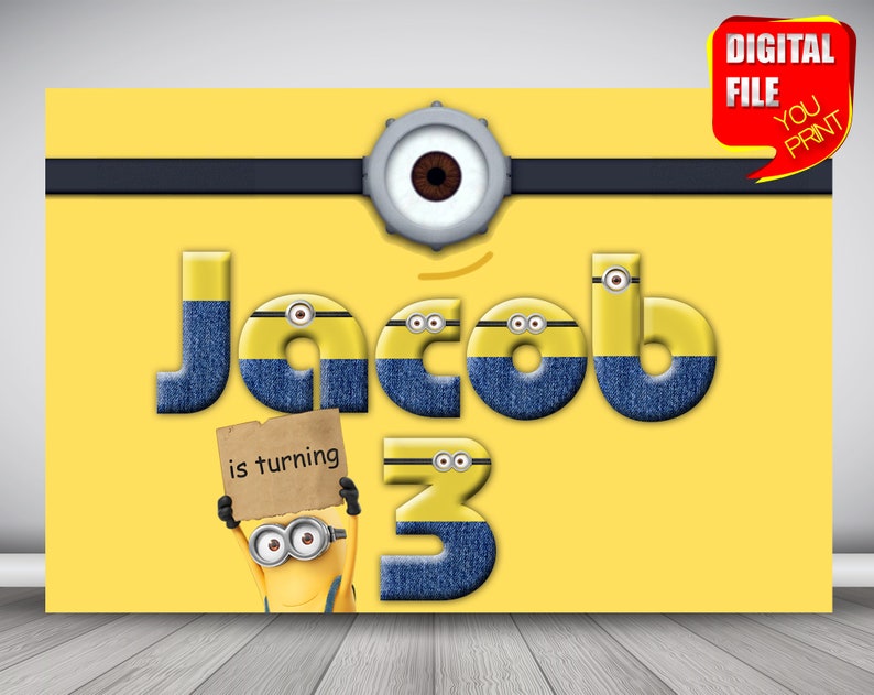 Minions backdrop banner minions birthday party banner | Etsy