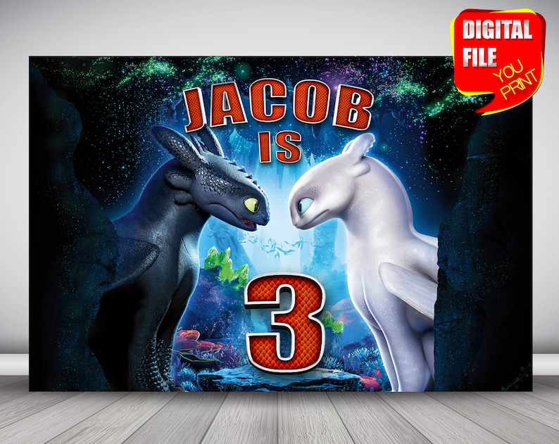 How to Train Your Dragon Birthday Backdrop Banner (digital Printable ...