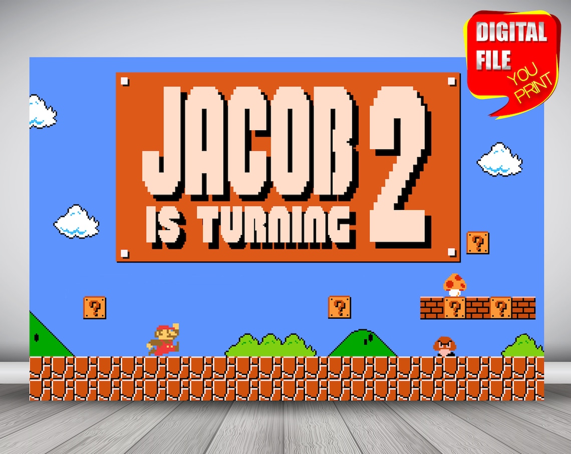 Super Mario Backdrop Banner Mario Birthday Party Banner - Etsy