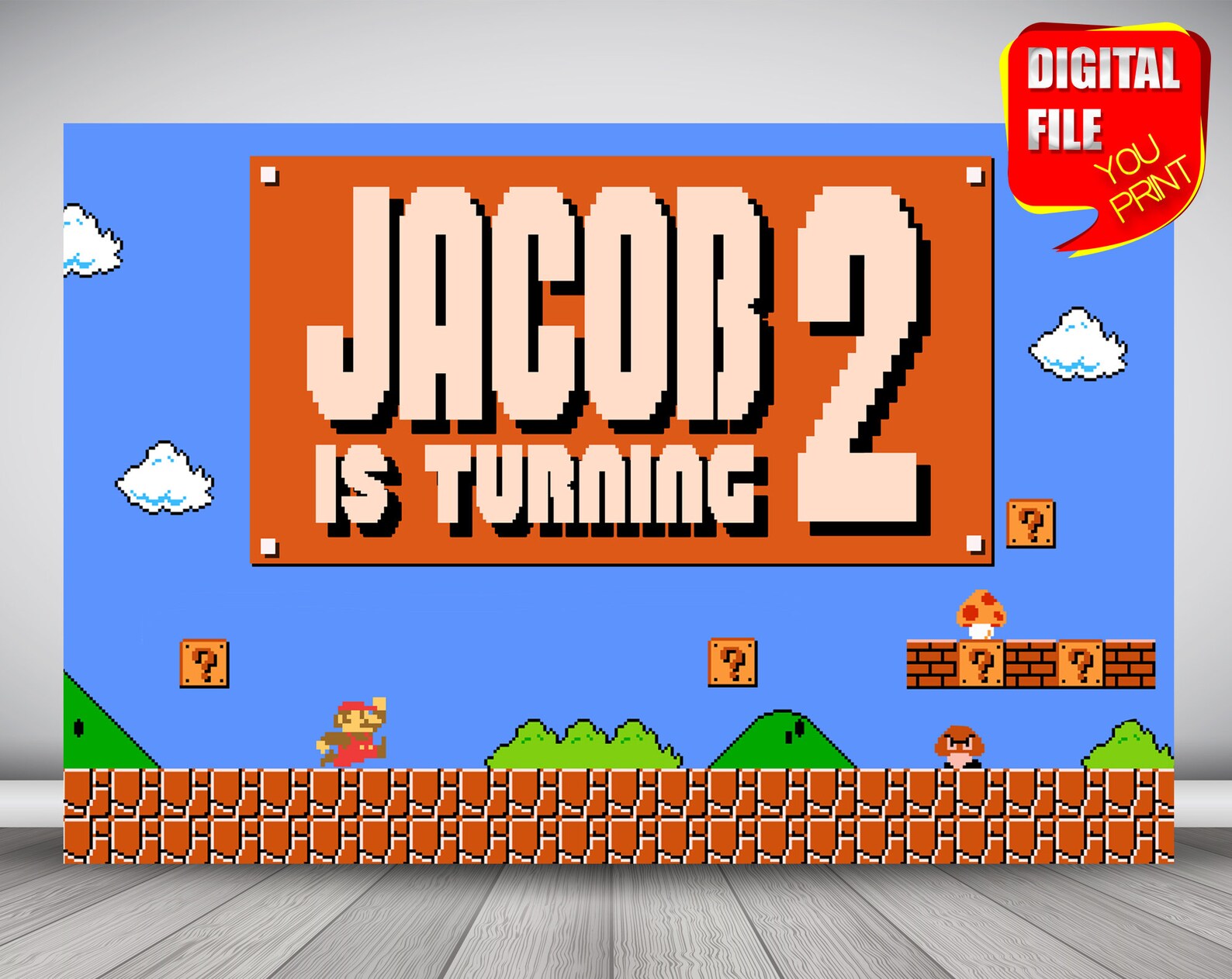 Super Mario Backdrop Banner Mario Birthday Party Banner - Etsy