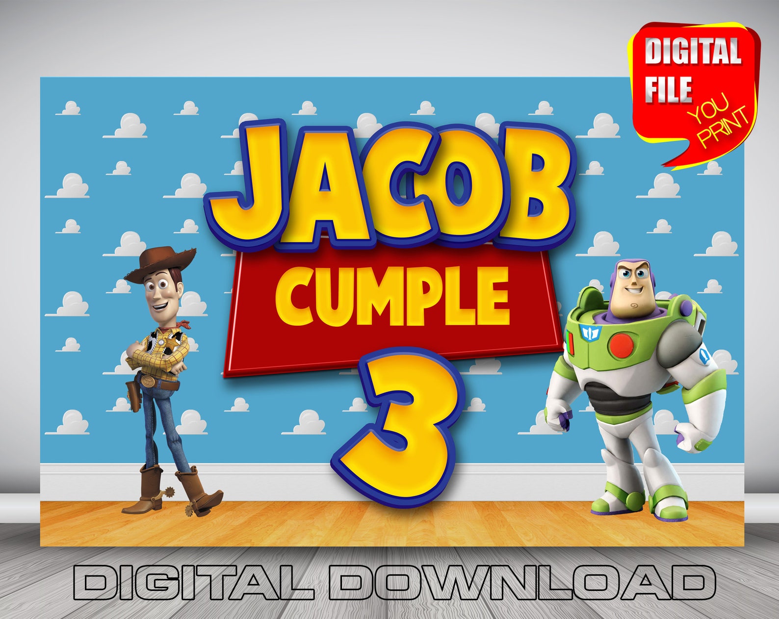 Toy Story Birthday Backdrop Banner Toy Story Birthday Party - Etsy