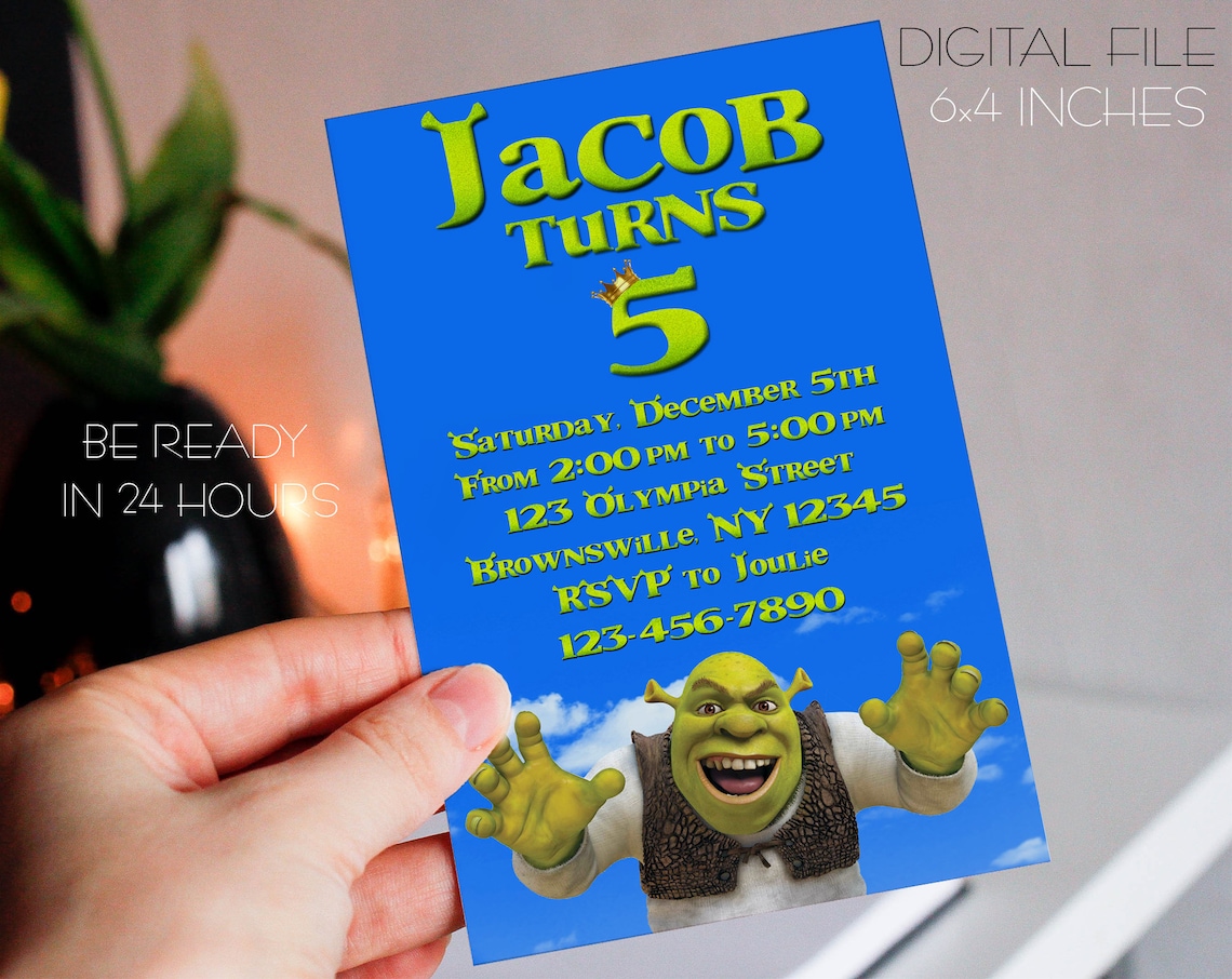 Shrek Invitation Digital Shrek Birthday Invitation Disney - Etsy