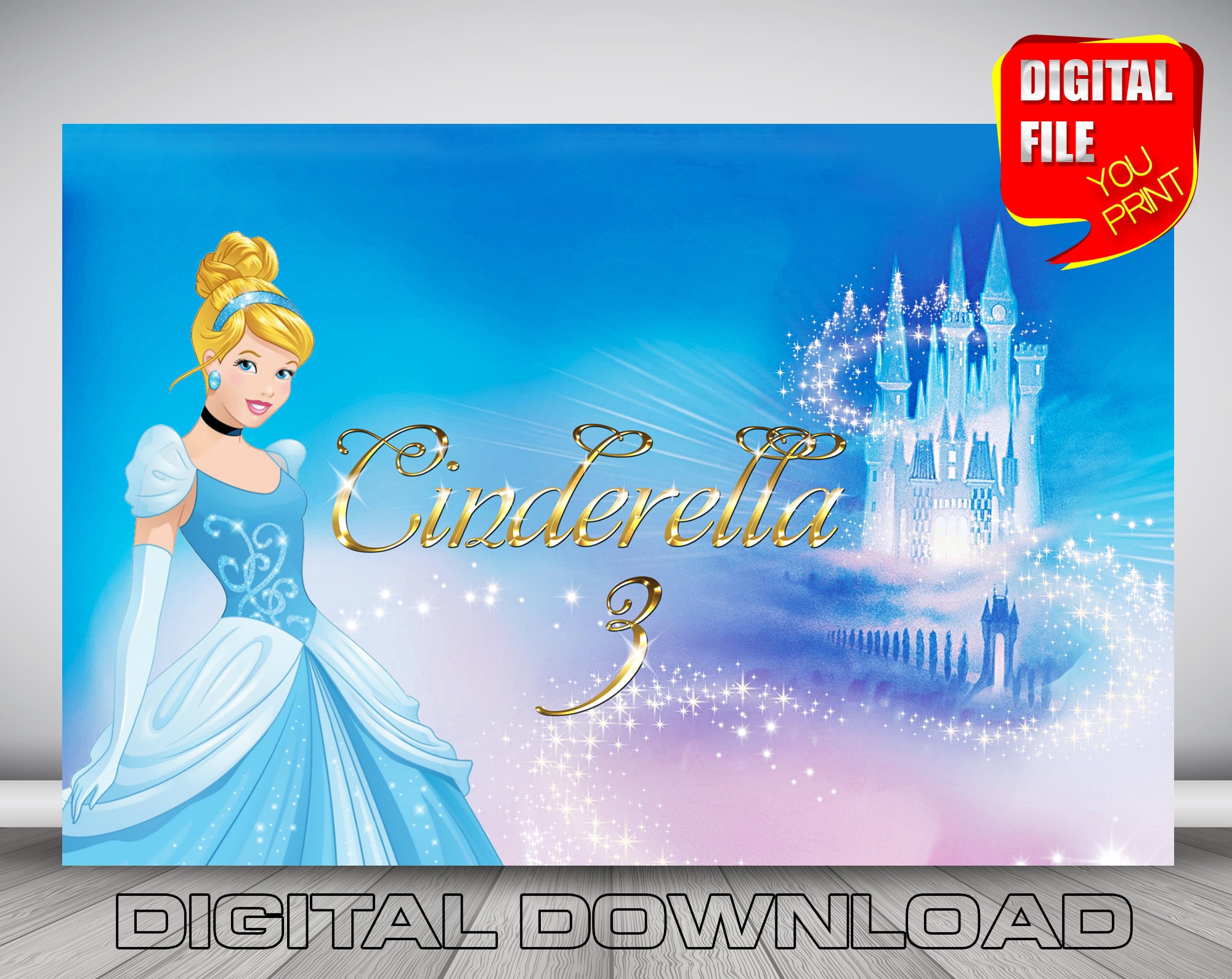 Cinderella Backdrop Banner Digital Cinderella Birthday | Etsy Australia