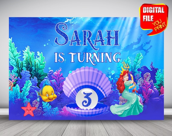 The Little Mermaid Backdrop Banner Digital Printable Mermaid - Etsy