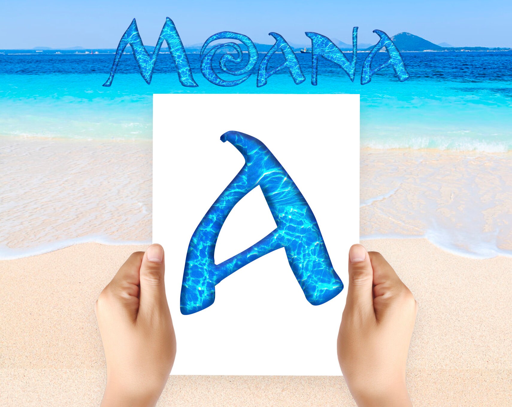 Moana alphabet font clipart letters birthday party supplies | Etsy