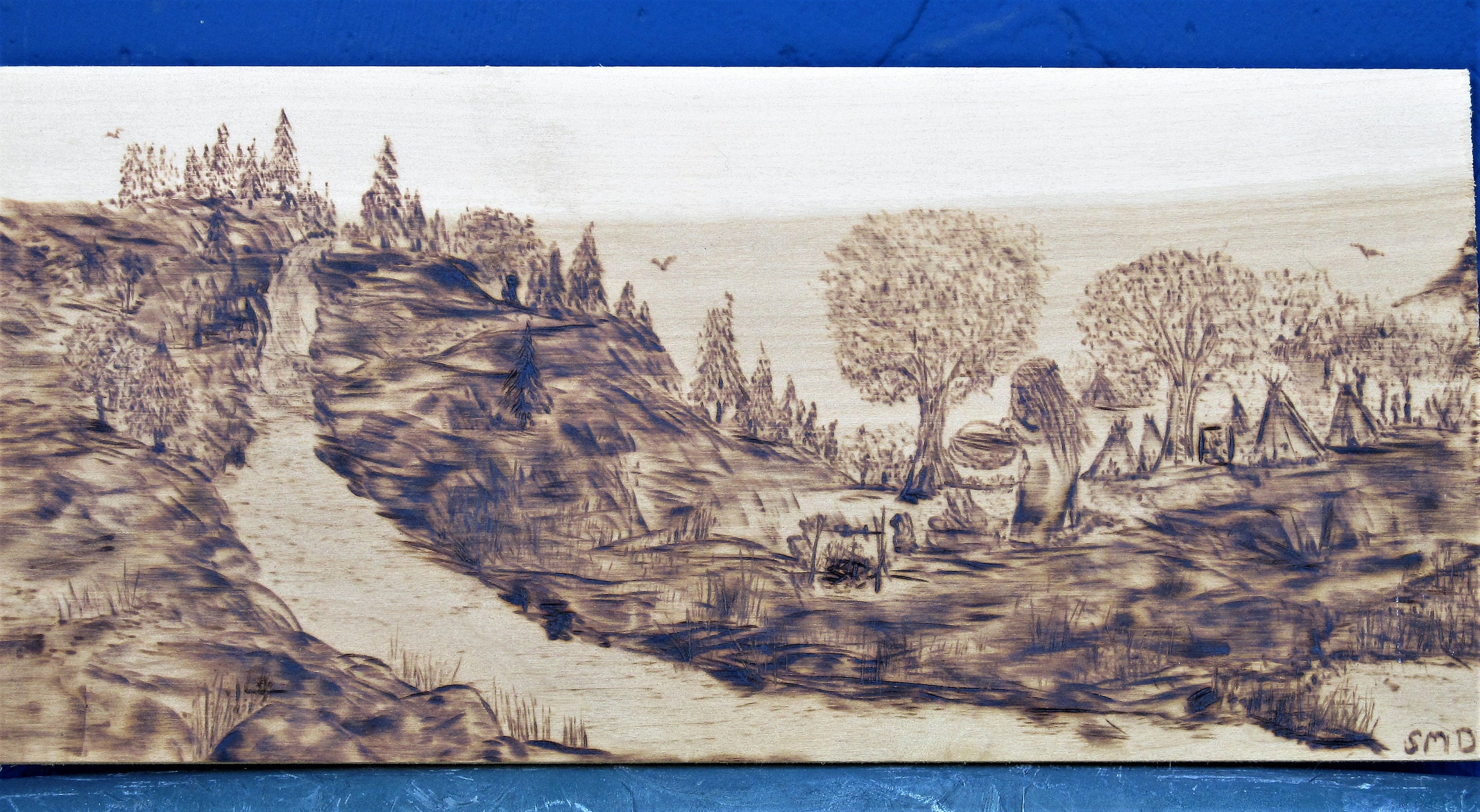 Pyrography, Indian Village, Wood Burning, Original Art, - Etsy