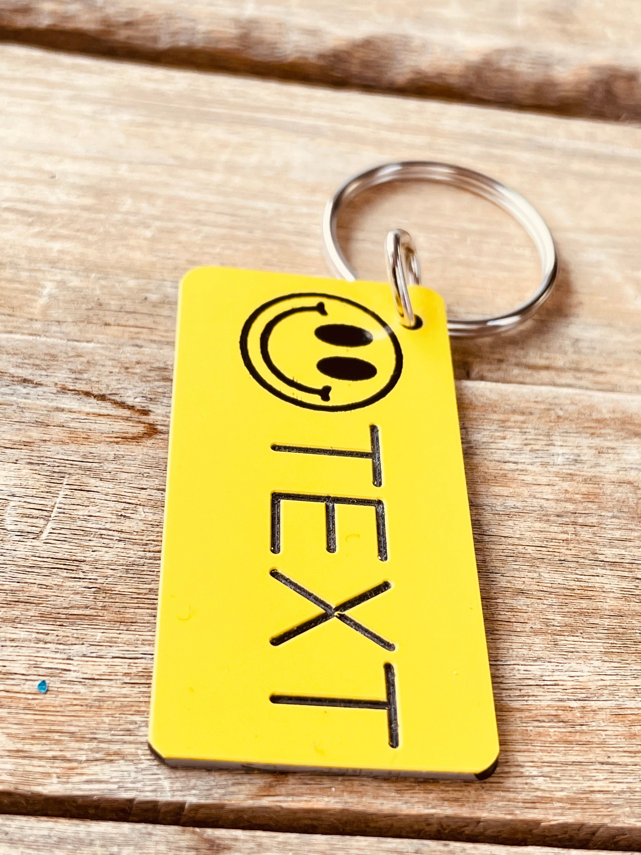 Personalized Engraved Happy Face Keychain Key Ring Key Tag | Etsy