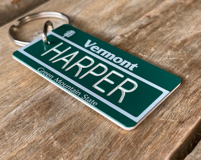Personalized Vermont License Plate Engraved Keychain Green Mountain ...