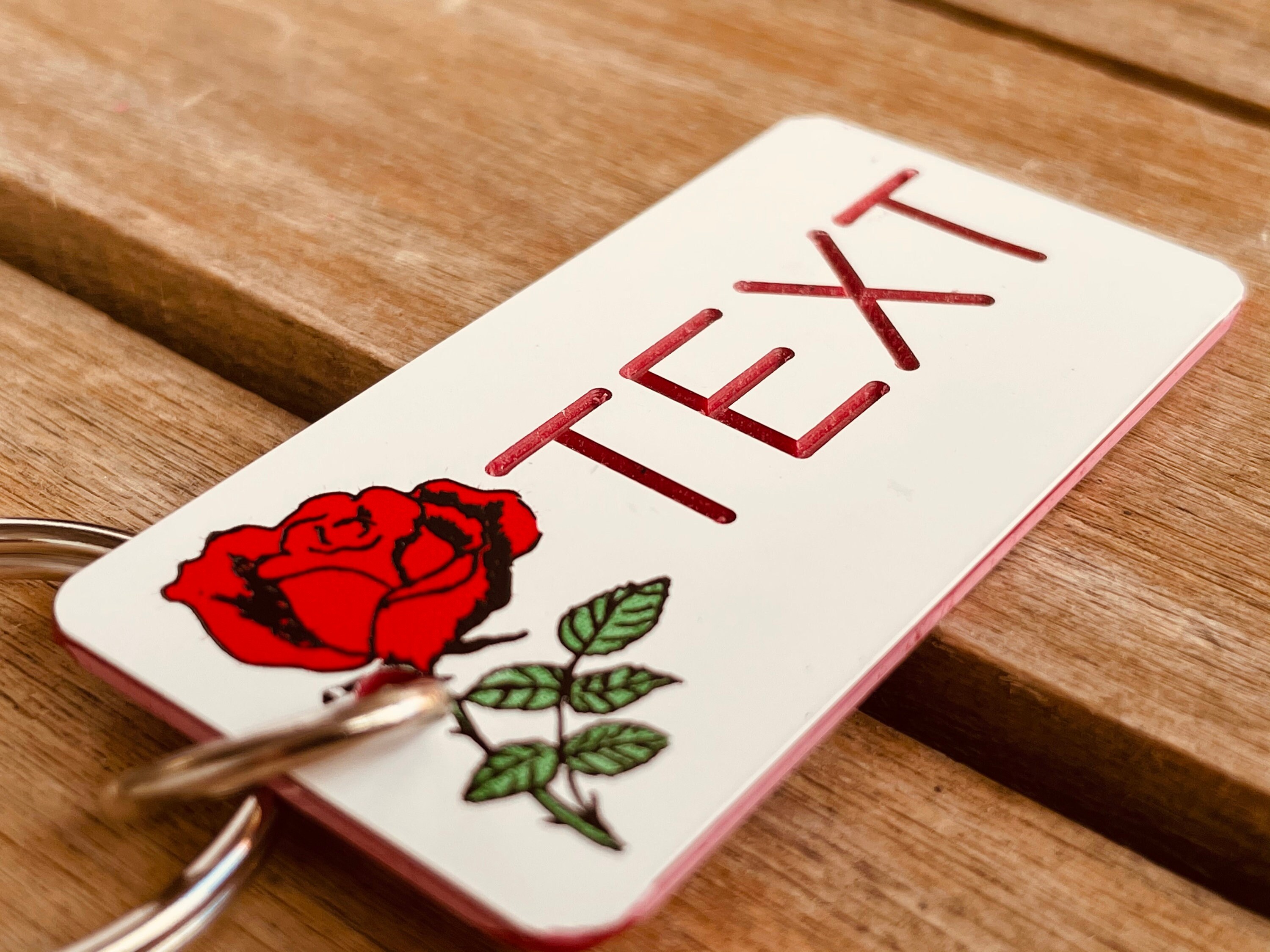 Personalized Engraved Red Rose Keychain Key Ring Key Tag | Etsy