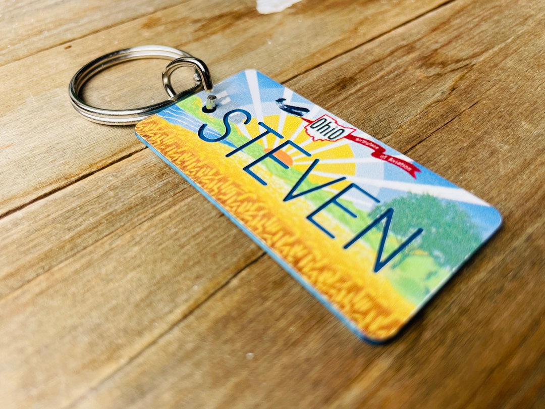 Personalized Engraved Ohio License Plate Keychain - Key Ring - Key Tag ...