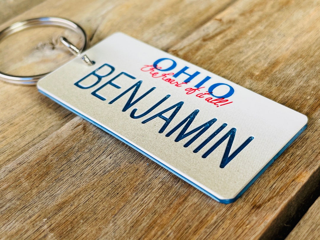 Personalized Ohio License Plate Engraved Keychain - Key Ring - Key Tag ...