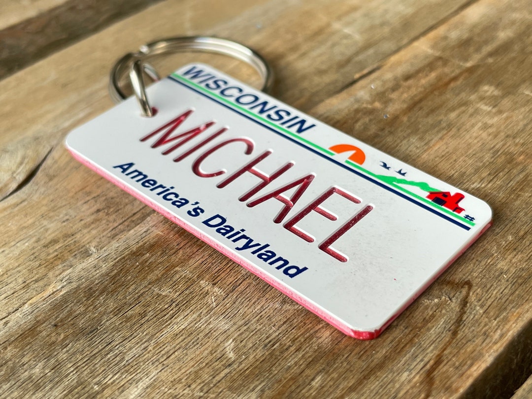 Personalized Wisconsin License Plate Engraved Keychain - America's ...