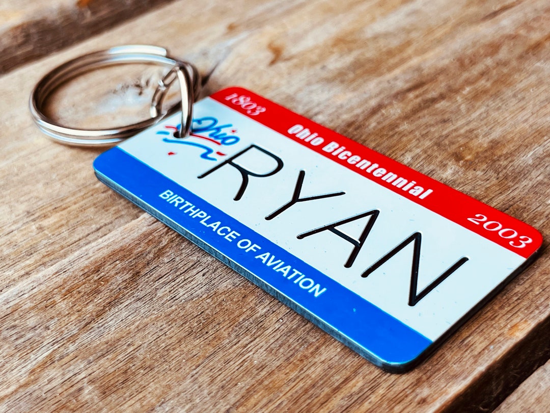Personalized Ohio Engraved License Plate Keychain - Key Ring - Key Tag ...