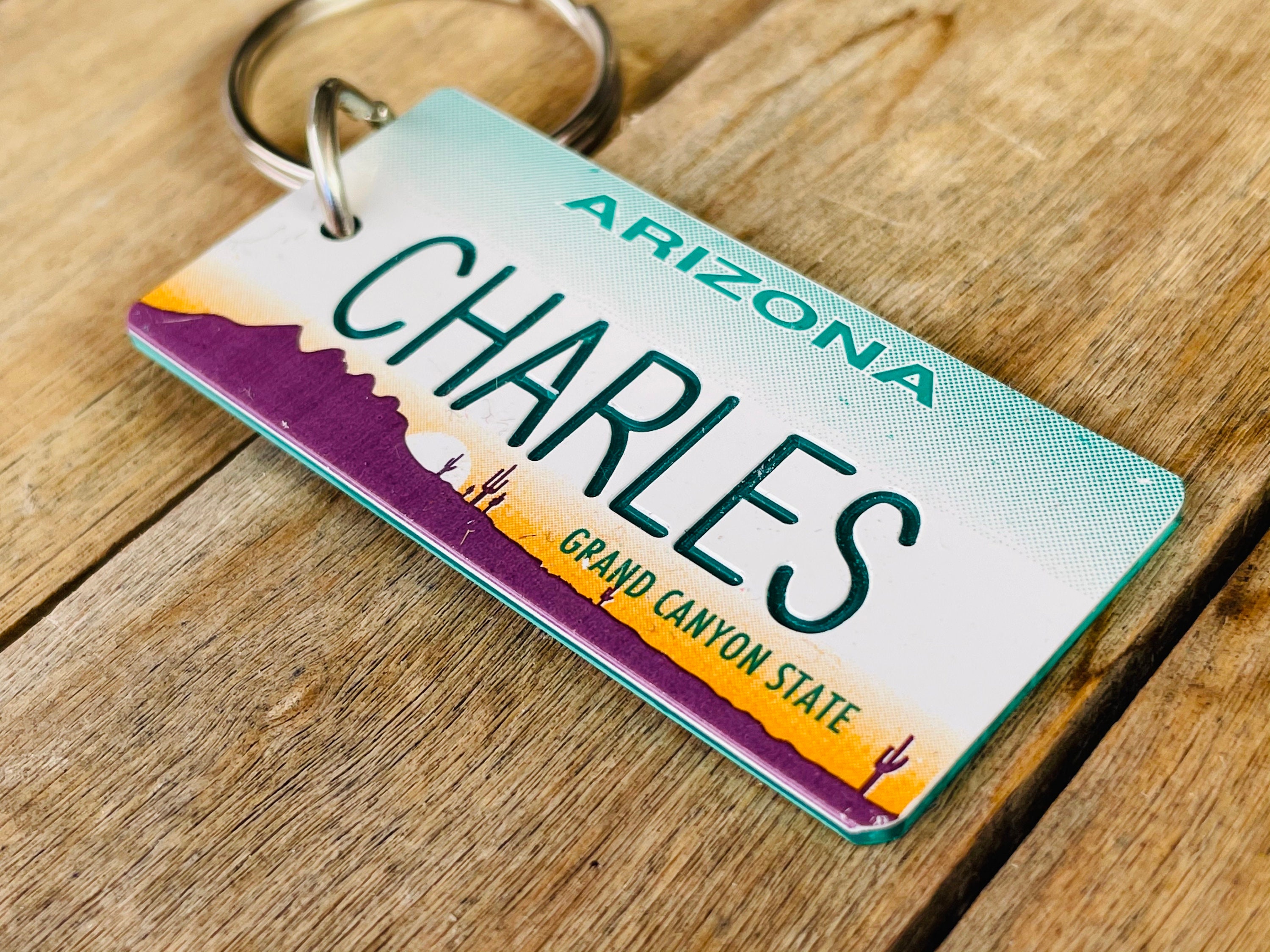 Personalized Arizona License Plate engraved Keychain Key | Etsy