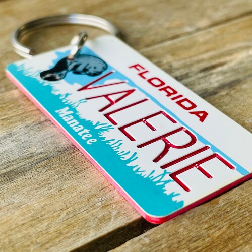 Personalized Florida License Plate Faux Leather Key Ring Any | Etsy