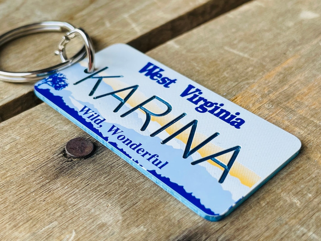 Personalized Engraved West Virginia License Plate Keychain - Key Ring ...