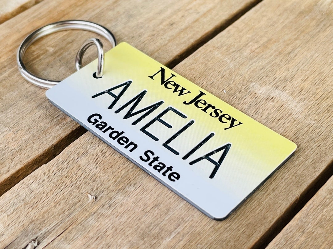 Personalized New Jersey License Plate Engraved Keychain - Garden State ...